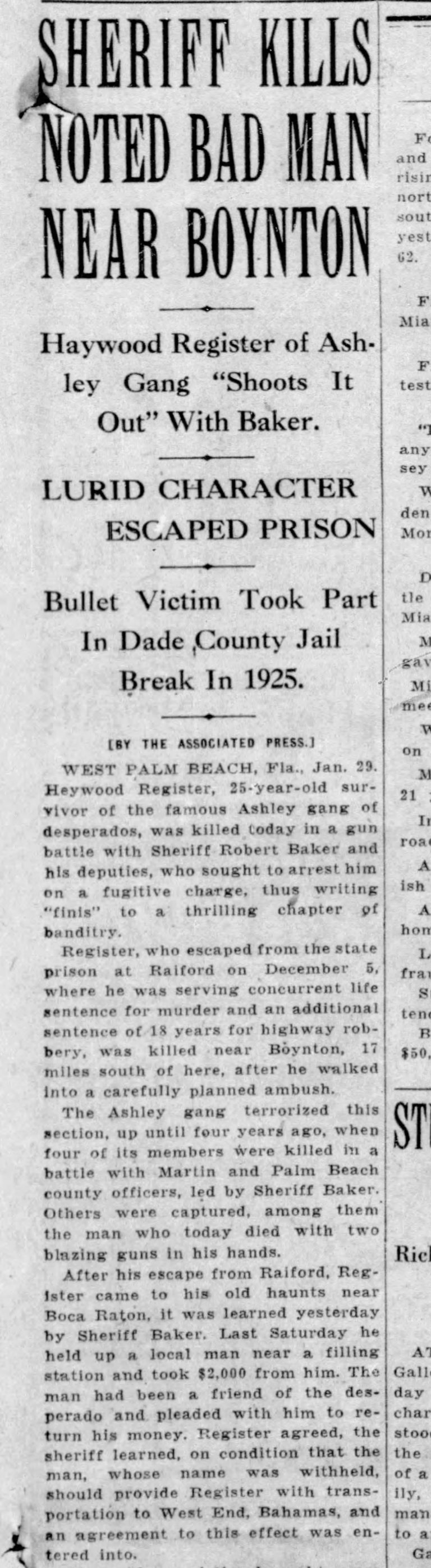 The Notorious Ashley Gang and Its Surprising Boynton Connections ...